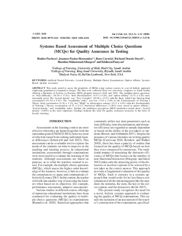 (PDF) Laboratory Class Engagement among Nursing Students: A Comparative Cross Sectional Study