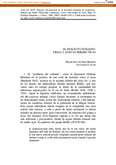 (PDF) El dialecto siciliano: viejas y nuevas perspectivas