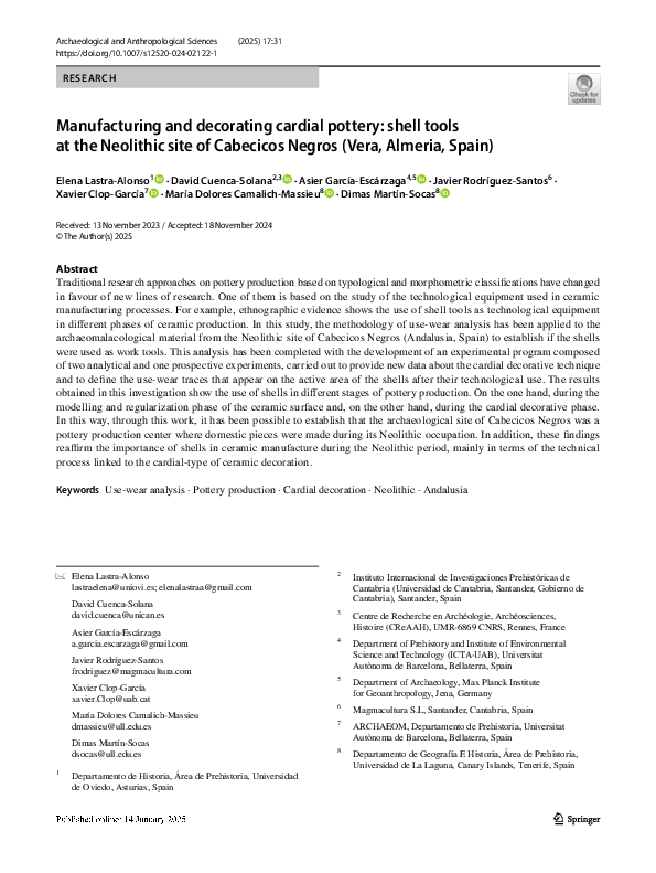 (PDF) Manufacturing and decorating cardial pottery: shell tools at the ...