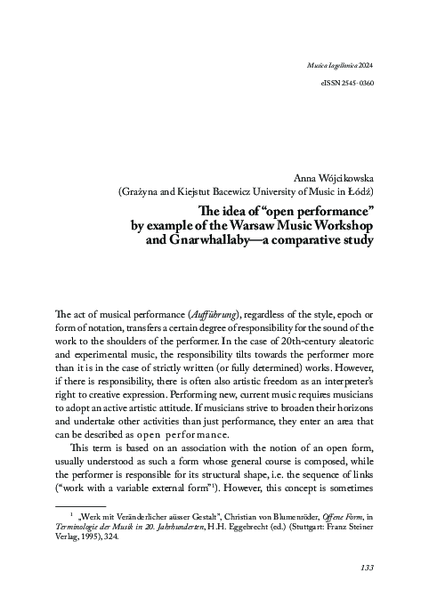 (PDF) The idea of “open performance” by example of the Warsaw Music ...