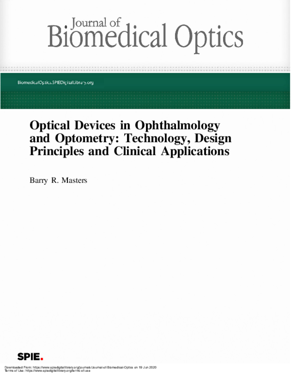 (PDF) Optical Devices in Ophthalmology and Optometry: Technology ...