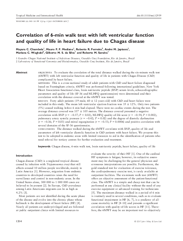 (PDF) Correlation of 6-min walk test with left ventricular function and ...