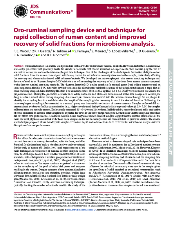 (PDF) Oro-ruminal sampling device and technique for rapid collection of ...