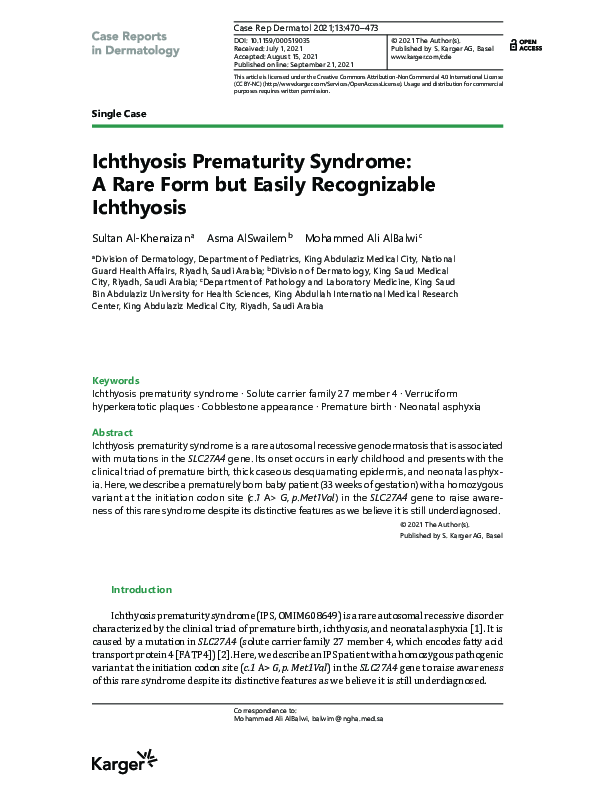 (PDF) Ichthyosis Prematurity Syndrome: A Rare Form but Easily ...
