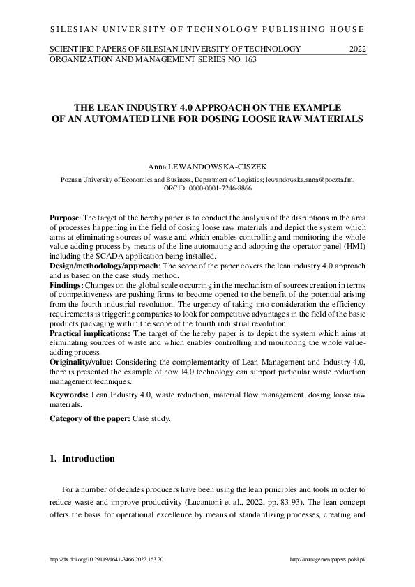(PDF) The Lean Industry 4.0 approach on the example of an automated ...