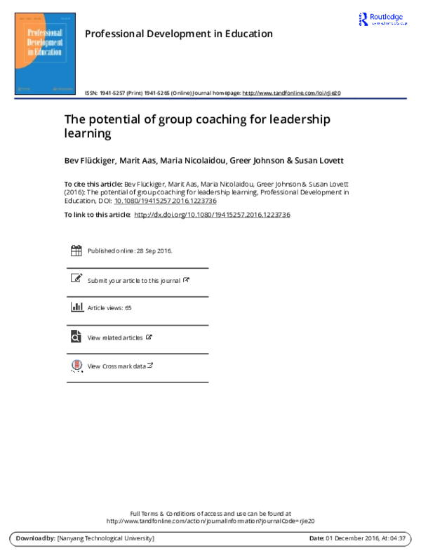 (PDF) The potential of group coaching for leadership learning