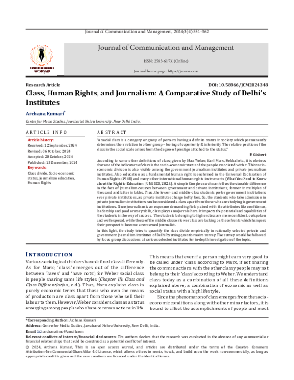 (PDF) Class, Human Rights, and Journalism: A Comparative Study of Delhi ...