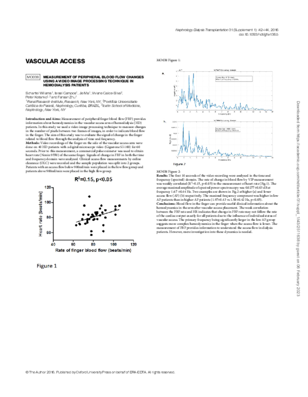 (PDF) MO038MEASUREMENT of Peripheral Blood Flow Changes Using a Video ...