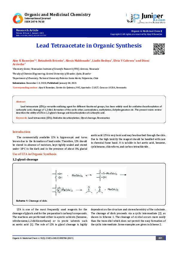 (PDF) Lead tetraacetate in organic synthesis