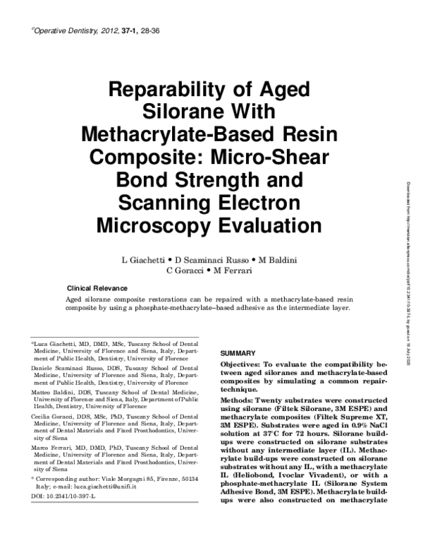 (PDF) Reparability of Aged Silorane With Methacrylate-Based Resin ...