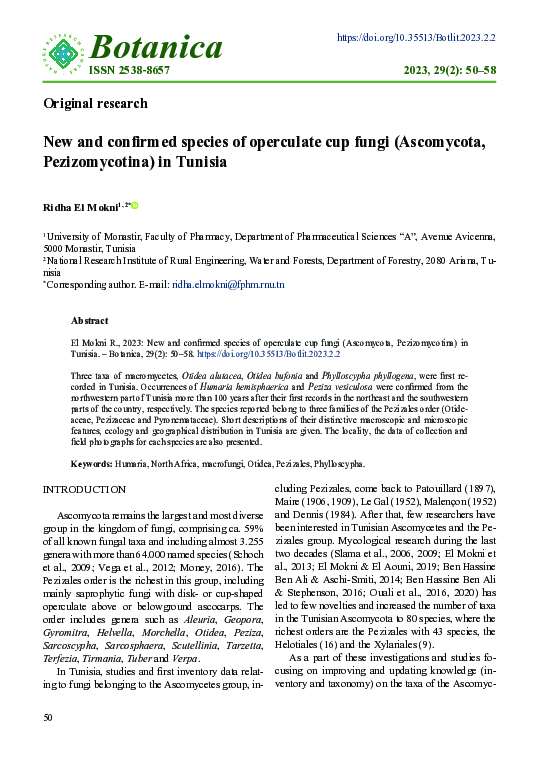 (PDF) New and confirmed species of operculate cup fungi (Ascomycota ...