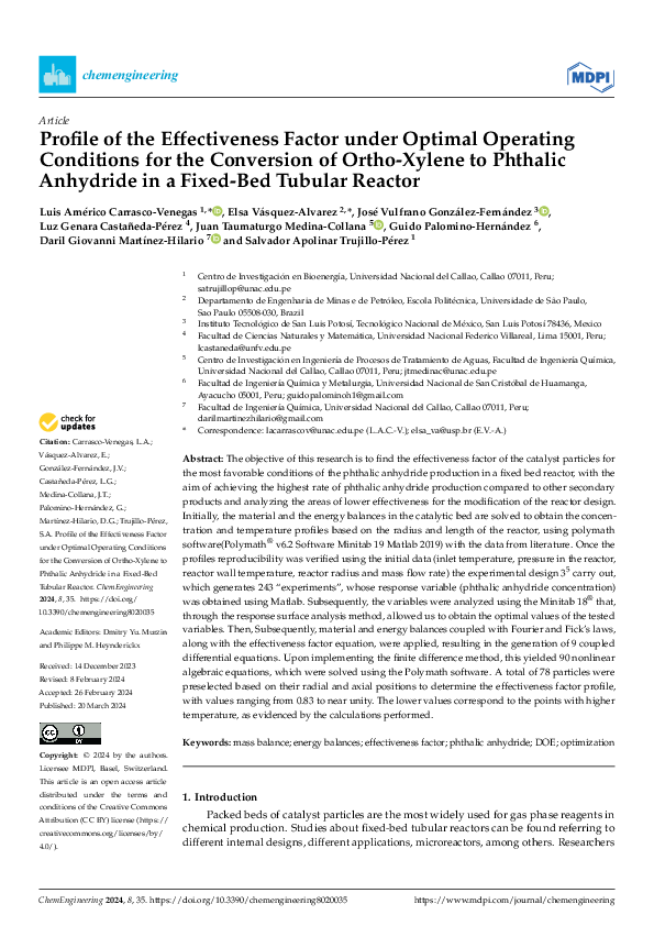 (PDF) Profile of the Effectiveness Factor under Optimal Operating ...