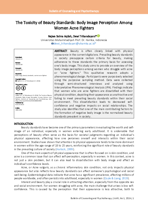 (PDF) The Toxicity of Beauty Standards: Body Image Perception Among ...