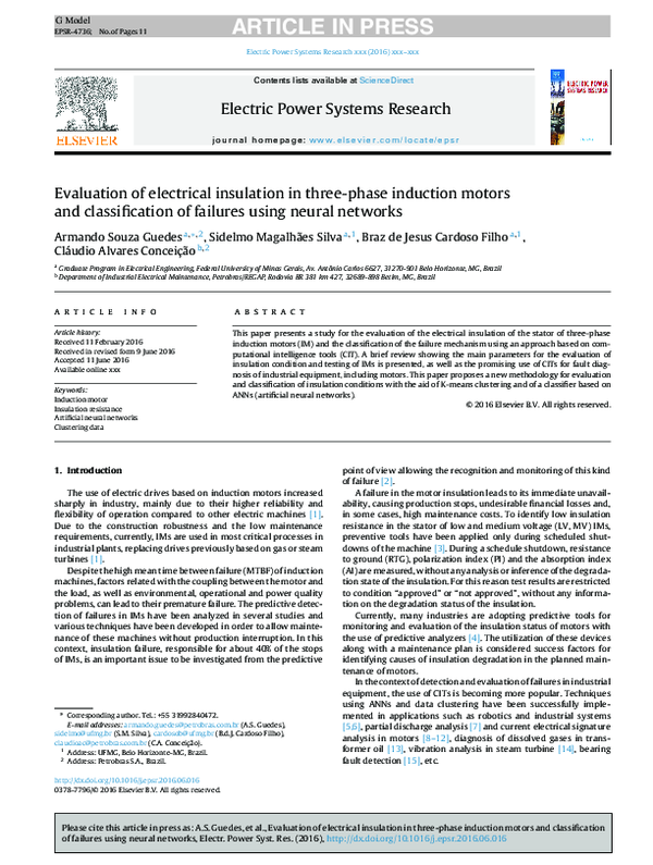 (PDF) Evaluation of electrical insulation in three-phase induction motors and classification of ...