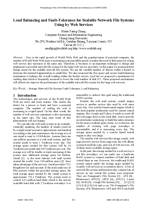 (PDF) Load balancing and fault-tolerance for scalable network file ...