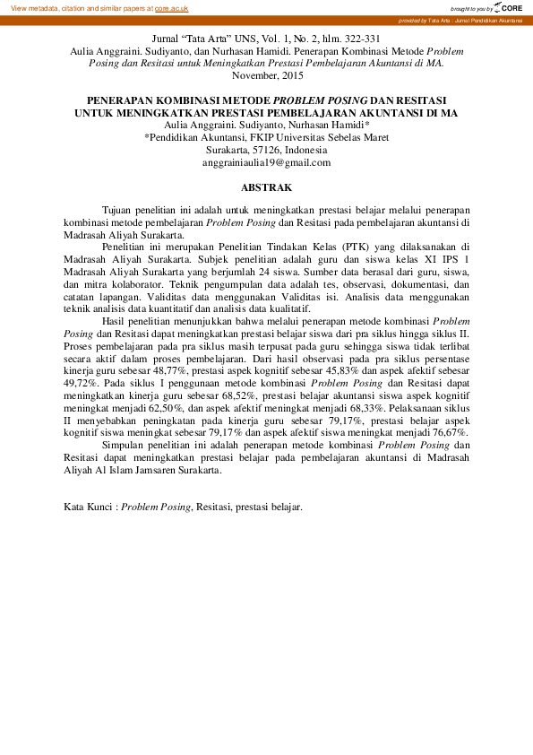(PDF) Penerapan Kombinasi Metode Problem Posing Dan Resitasi Untuk Meningkatkan Prestasi ...
