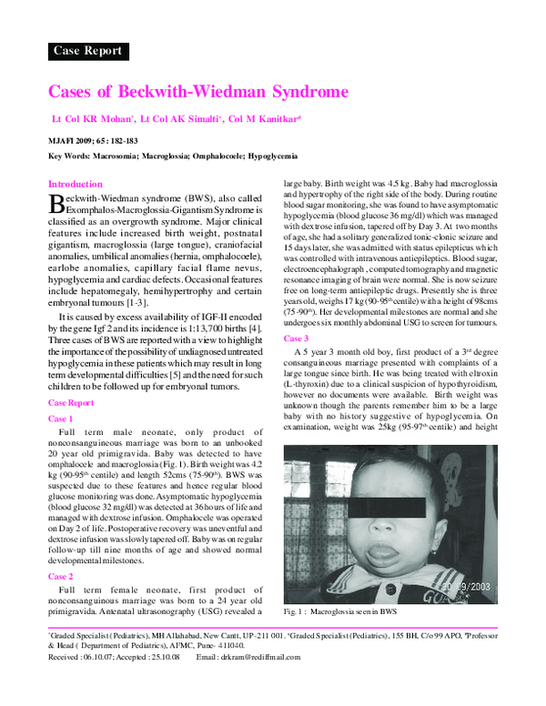 (PDF) Cases of Beckwith-Wiedman Syndrome