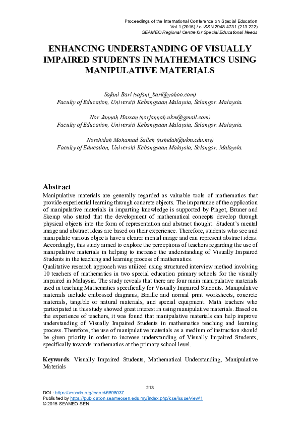 (PDF) Enhancing Understanding of Visually Impaired Students in ...