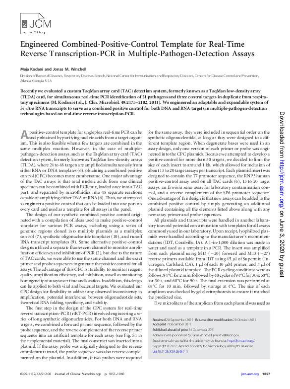 (PDF) Engineered Combined-Positive-Control Template for Real-Time ...