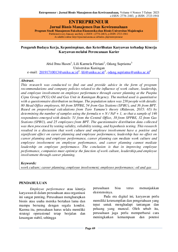 (PDF) The influence of work culture, leadership, and employee ...