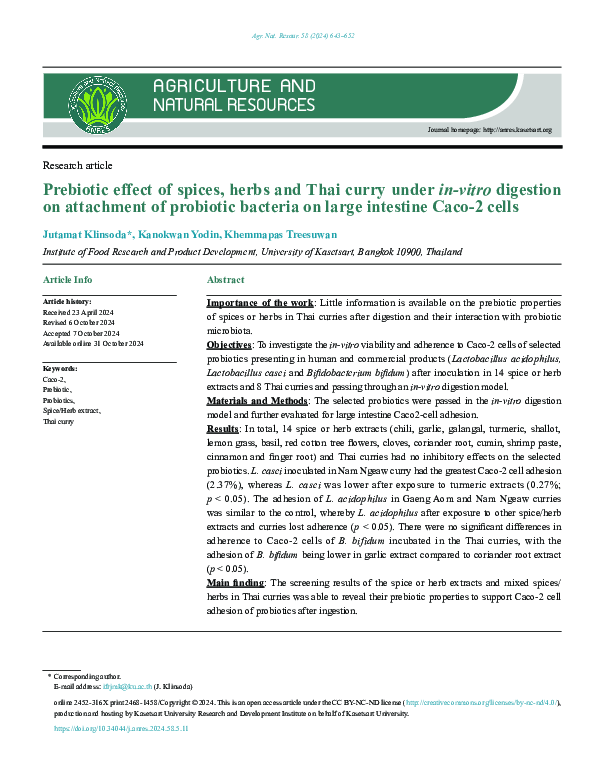 (PDF) Prebiotic effect of spices, herbs and Thai curry under in-vitro ...
