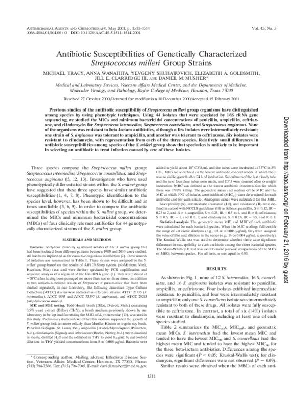 (PDF) Antibiotic Susceptibilities of Genetically Characterized ...