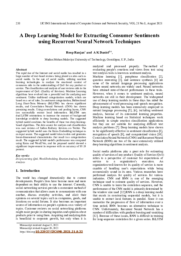 (PDF) A Deep Learning Model for Extracting Consumer Sentiments using ...