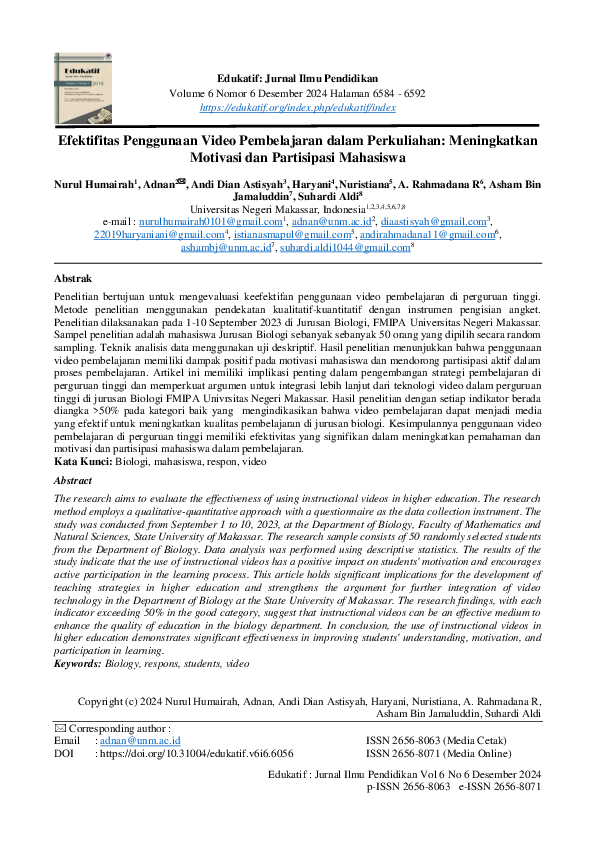 (PDF) Efektifitas Penggunaan Video Pembelajaran dalam Perkuliahan: Meningkatkan Motivasi dan ...