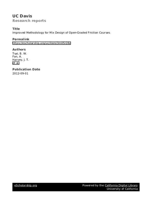 (PDF) Improved Methodology for Mix Design of Open-Graded Friction Courses