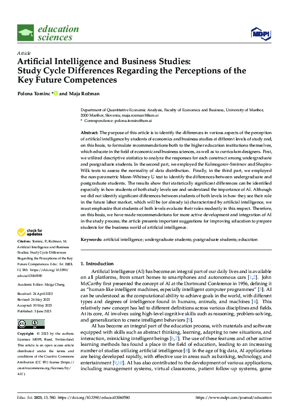 (PDF) Artificial Intelligence and Business Studies: Study Cycle ...