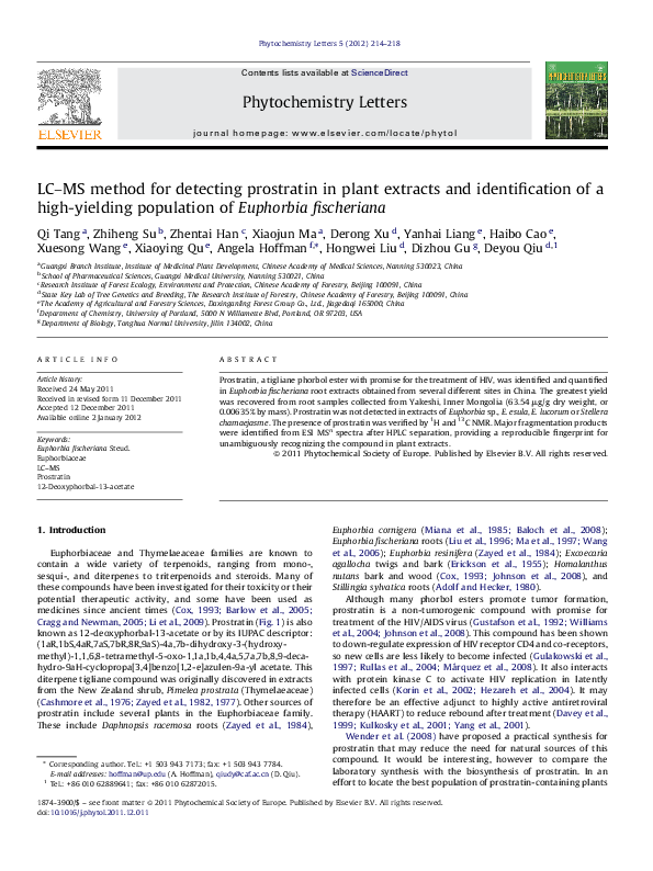 (PDF) LC–MS method for detecting prostratin in plant extracts and ...