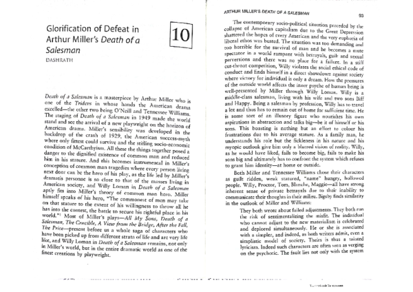 (PDF) Glorification of Defeat in Arthur Miller's Death of a Salesman