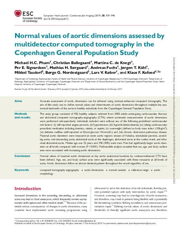 (PDF) Normal values of aortic dimensions assessed by multidetector ...