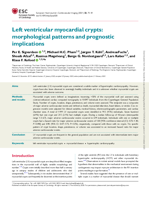 (PDF) Left ventricular myocardial crypts: morphological patterns and ...