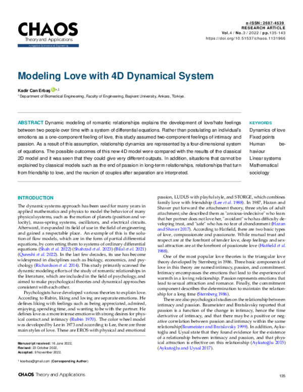 (PDF) Modeling Love with 4D Dynamical System