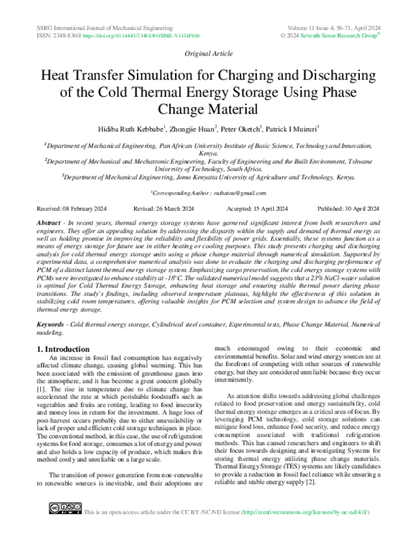(PDF) Heat Transfer Simulation for Charging and Discharging of the Cold ...