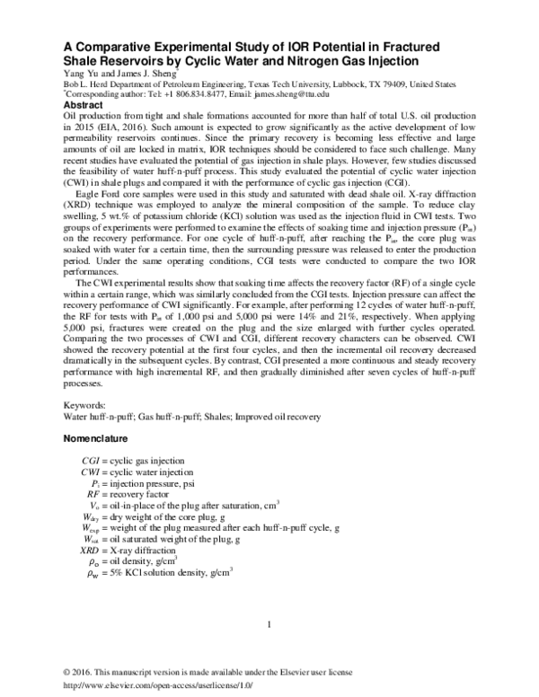 (PDF) A comparative experimental study of IOR potential in fractured ...