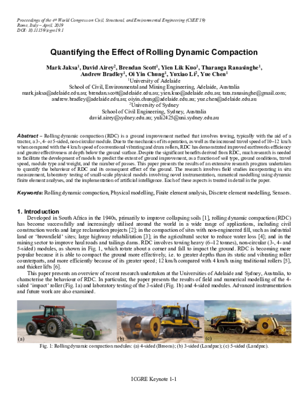 (PDF) Effects of Rolling Dynamic Compaction Analyzed