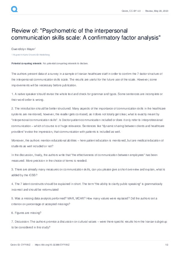 (PDF) Review of: "Psychometric of the interpersonal communication ...