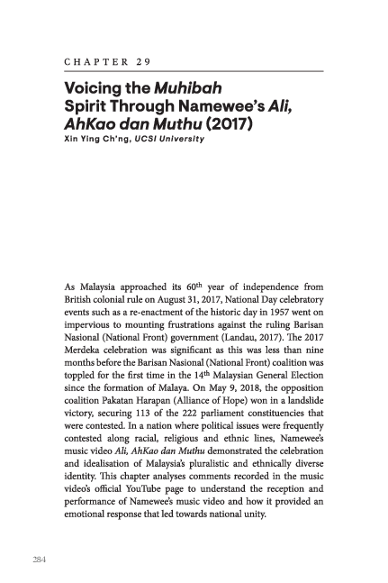 (PDF) Voicing the Muhibah Spirit through Namewee’s Ali, Ahkao Dan Muthu ...