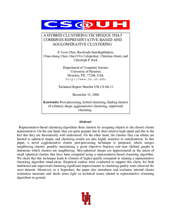 (PDF) A hybrid clustering technique that combines representative-based and agglomerative clustering