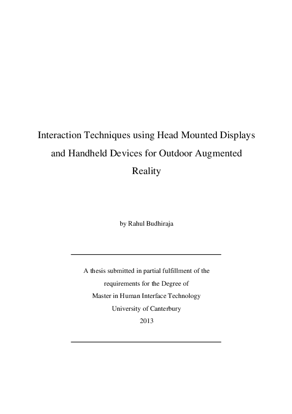 (PDF) Interaction Techniques using Head Mounted Displays and Handheld ...