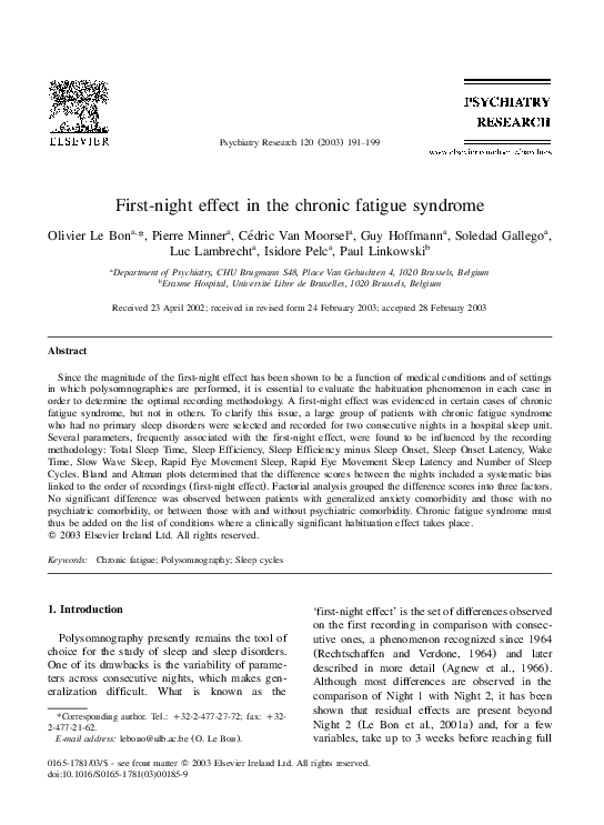 (PDF) First-night effect in the chronic fatigue syndrome