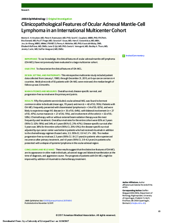 (PDF) Clinicopathological Features of Ocular Adnexal Mantle-Cell ...