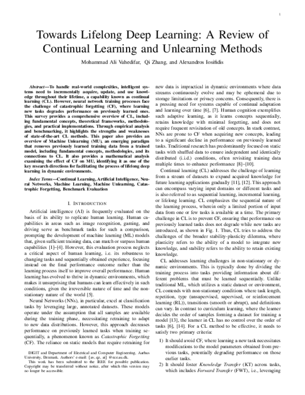 (PDF) Towards Lifelong Deep Learning: A Review of Continual Learning ...