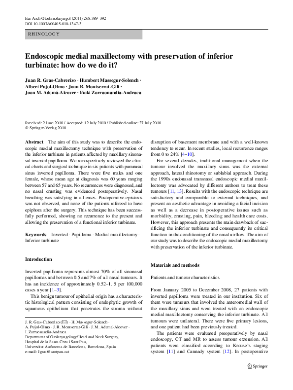 (PDF) Endoscopic medial maxillectomy with preservation of inferior ...
