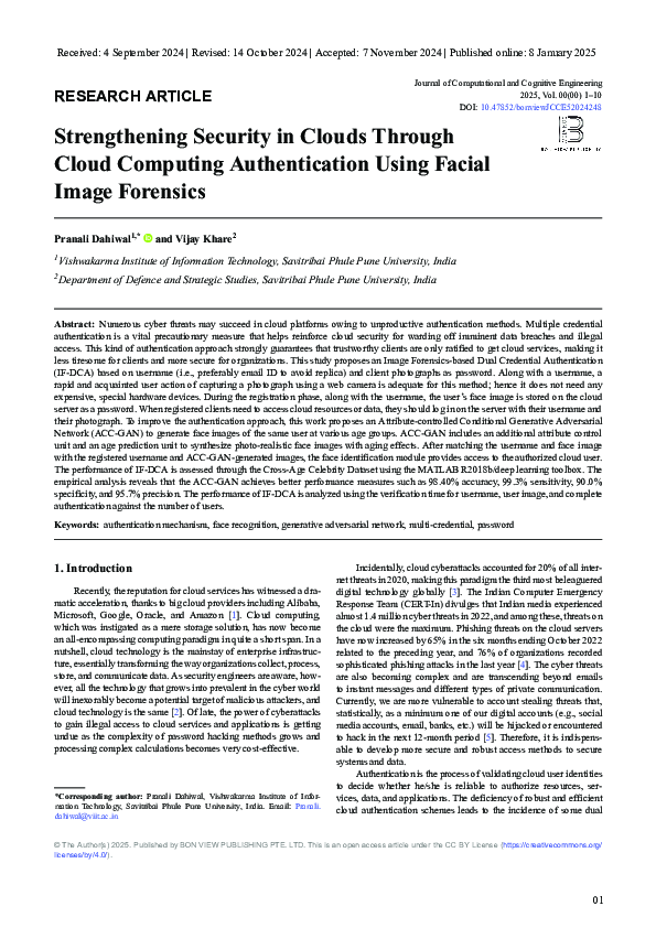 (PDF) Strengthening Security in Clouds Through Cloud Computing Authentication Using Facial Image ...
