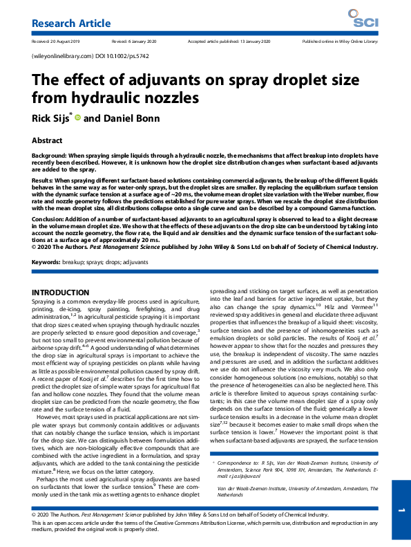 (PDF) The effect of adjuvants on spray droplet size from hydraulic nozzles