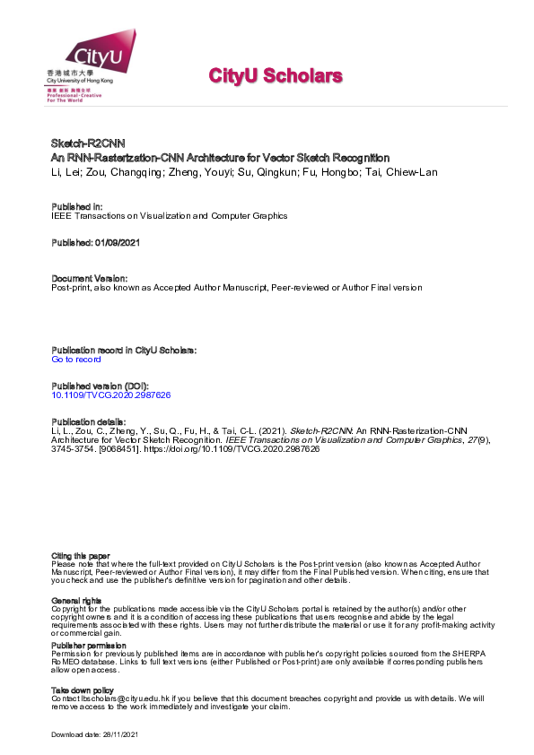 Pdf Sketch R2cnn An Rnn Rasterization Cnn Architecture For Vector Sketch Recognition