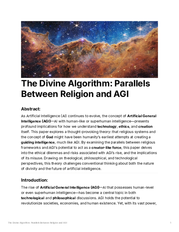 (PDF) The Divine Algorithm Parallels Between Religion and AGI